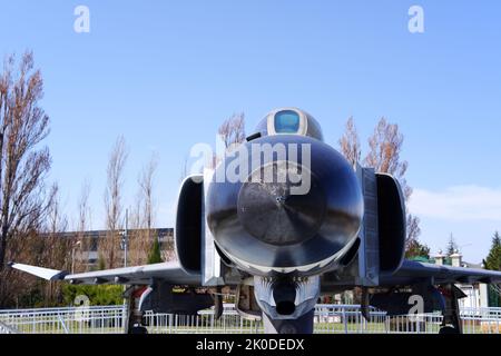 Fighter Jet nose in detail and blue sky at the background Stock Photo ...