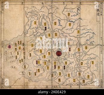 18th century, Joseon Dynasty, Korean map of Korea, c1750 - 1780 Stock ...