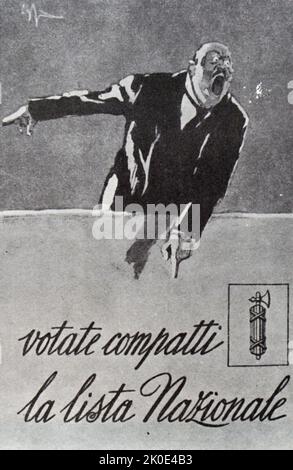 Political poster supporting Mussolini and the Fascists in Italy, c1924 ...