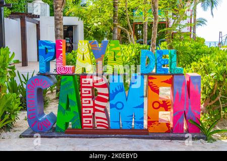 Colorful Playa del Carmen lettering sign symbol on beach Punta ...