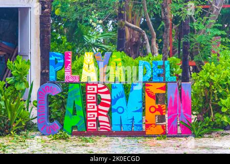 Colorful Playa del Carmen lettering sign symbol on beach Punta ...