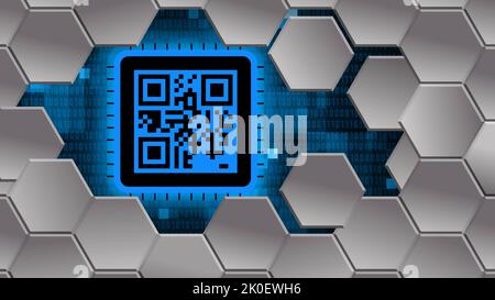 Image of QR code behind a cutout of a mosaic of hexagons Stock Photo ...