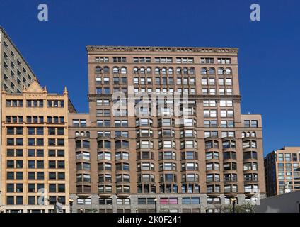 Chicago, facades of old buildings in the Loop, all constructed in the ...