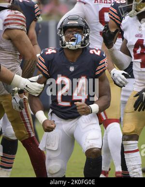 Chicago Bears running back Khalil Herbert (24) during pre game warm ups ...