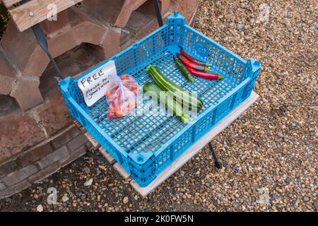 "Free, please help yourself" fruit and vegetables. Suffolk, UK Stock ...