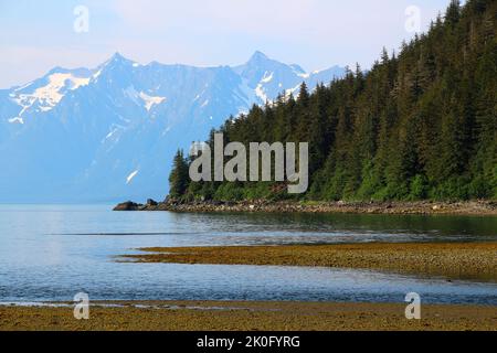 View of Kakuhan Range from William Henry Bay in the US state of Alaska ...