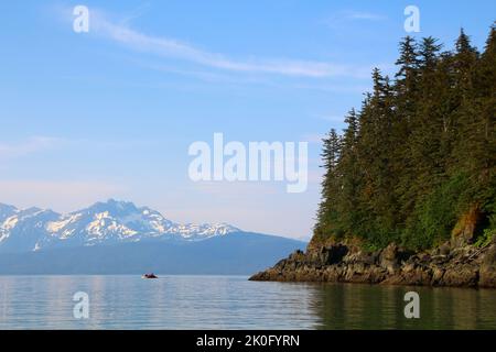 View of Kakuhan Range from William Henry Bay in the US state of Alaska ...