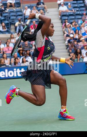 American tennis player Coco Gauff playing during French Open 2023 at Roland Garros,Paris, France ...