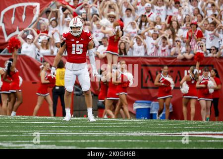 Madison, WI, USA. 10th Sep, 2022. Wisconsin Badgers punter Andy ...