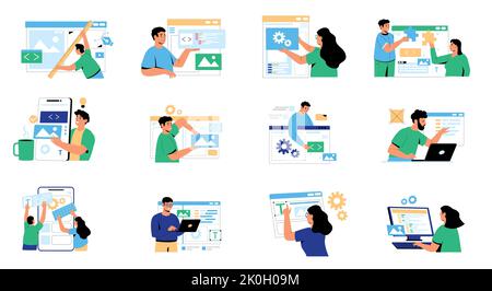 man developer creating website ui interface web application development program software ...