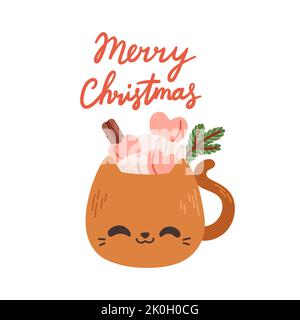 Merry Christmas warm drink cozy winter vector Stock Vector Image & Art ...