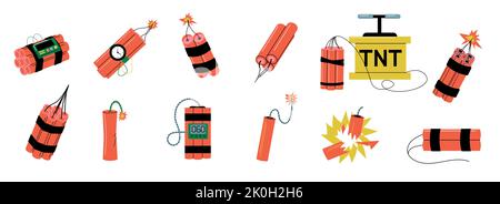 Cartoon game dynamite. Firecracker sticks and military explosive ...