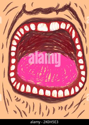 Furious screaming man. Emotional scream of a man with open shouting ...