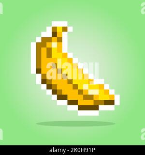 Banana pixels. Vector illustration of 8 bit game assets Stock Vector ...