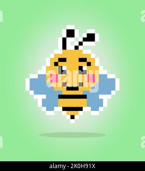 Pixel 8 bit bee. Animal game assets in vector illustration Stock Vector ...
