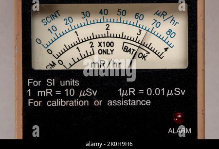 milliRoentgen per hour (mR/hr) and microRoentgen per hour (uR/hr)scale for radiation dose rate ...