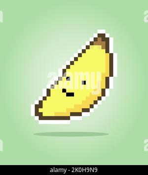 Banana pixels. Vector illustration of 8 bit game assets Stock Vector ...