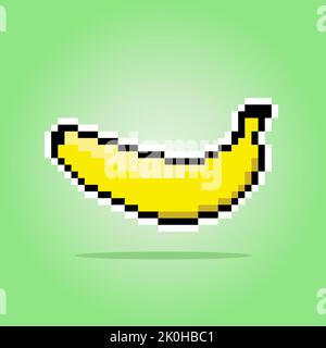 Banana pixels. Vector illustration of 8 bit game assets Stock Vector ...