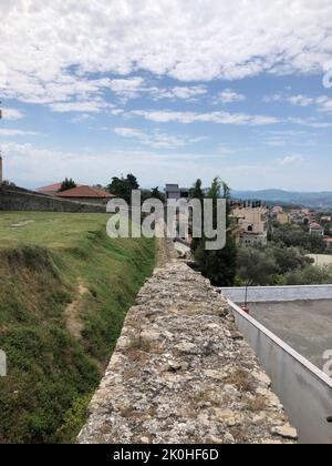 Historical landmark Preza Fortress Albania. Old minaret mosque ...