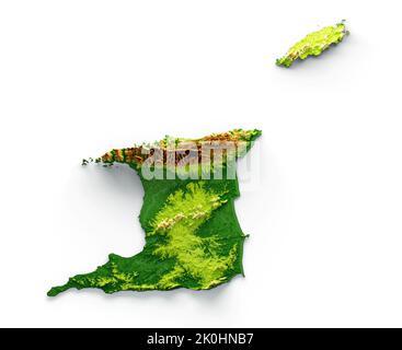 Relief map of Trinidad and Tobago with shaded relief Stock Photo - Alamy