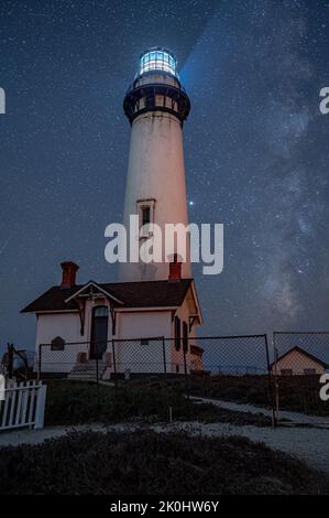 Beautiful shot of a lighthouse against a dark starry night sky Stock ...