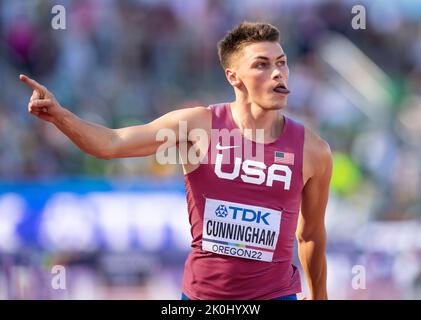 Trey Cunningham of the USA competing in the men’s 110m hurdles at the ...