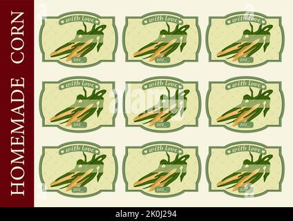 Label for homemade corn. canned corn packaging. Vector corn Stock ...
