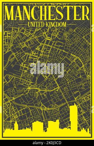 Modern City Map - Manchester city of England with wards and titles UK ...