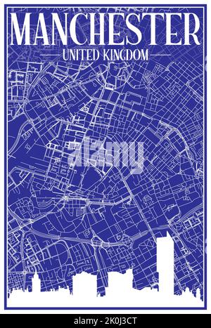 Modern City Map - Manchester city of England with wards and titles UK ...