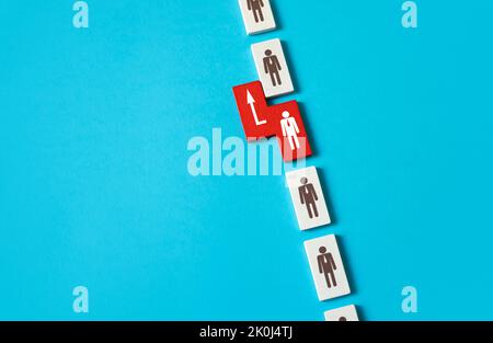 Pass out of line. Exit the queue. Promotion at work. Privileges and ...