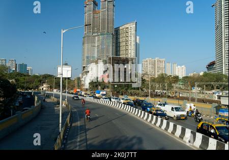 Dramatic view of Mumbai skyline, from Mahalaxmi bridge, Mumbai, Bombay ...