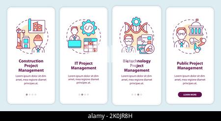 Project management types blue onboarding mobile app screen Stock Vector ...