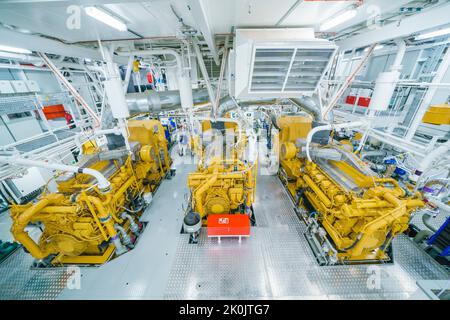 Oslo 20220912. The engine room on the Norwegian offshore wind ship ...