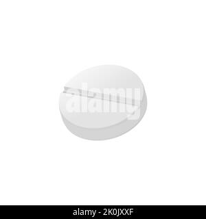 Falling tablet. Round realistic pill. Medicine tablets vitamins and ...