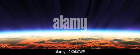 sunrise from space aurora, 3d rendering illustration Stock Photo - Alamy