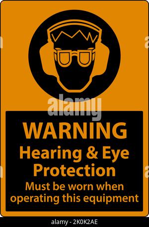 Warning Hearing and Eye Protection Sign On White Background Stock ...
