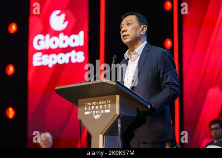 Chris Chan, President of the Global Esports Federation gives a speech ...
