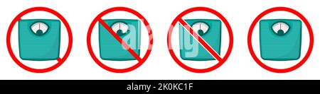 Weighing scale ban sign. Weighing scale is forbidden. Set of red ...
