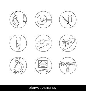 Woman fertility icon set. Obstetrics signs collection. Pregnancy ...