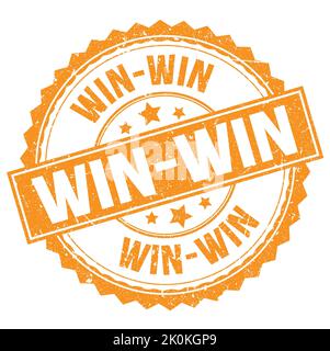 WIN text written on orange-black round grungy stamp sign Stock Photo ...