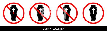 No coffin sign. Coffin is forbidden. Prohibited sign of coffin. Red ...