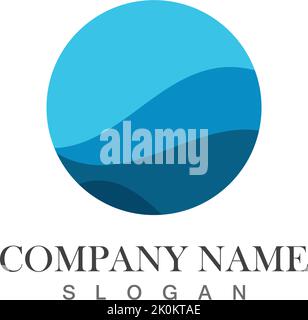 Isolated round shape logo. Blue color logotype. Flowing water image ...