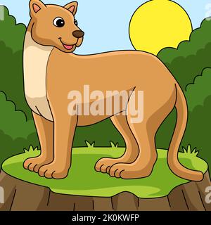 Puma Animal Cartoon Colored Clipart Illustration Stock Vector Image ...