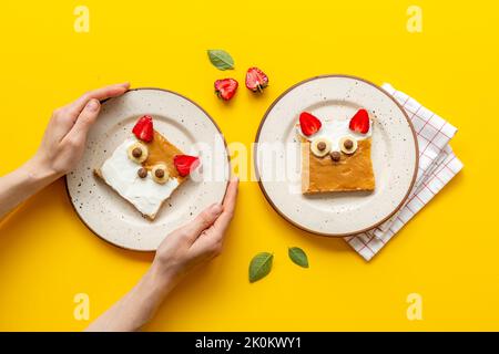 children's food, funny sandwiches in the form of animals. Children's ...