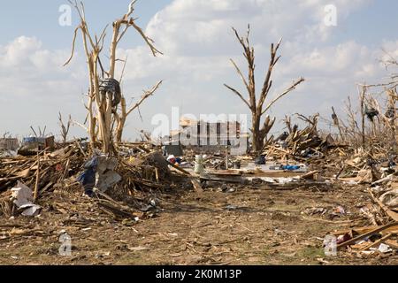 Tornado damage in Greensburg, Kansas, USA, after the massive killer ...