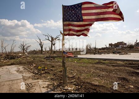 Tornado damage in Greensburg, Kansas, USA, after the massive killer ...
