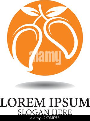 Mango flat image logo vector template illustration design Stock Vector ...