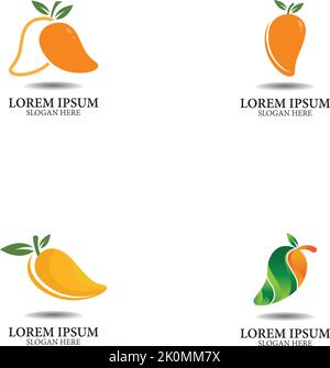 Mango flat image logo vector template illustration design Stock Vector ...