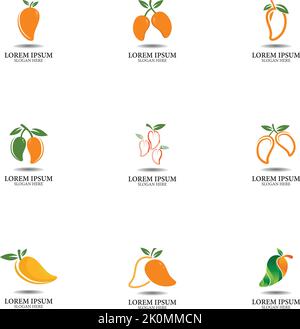 Mango flat image logo vector template illustration design Stock Vector ...