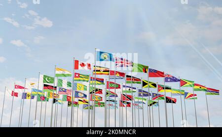 The flag of the Commonwealth of Nations with the flags of the ...
